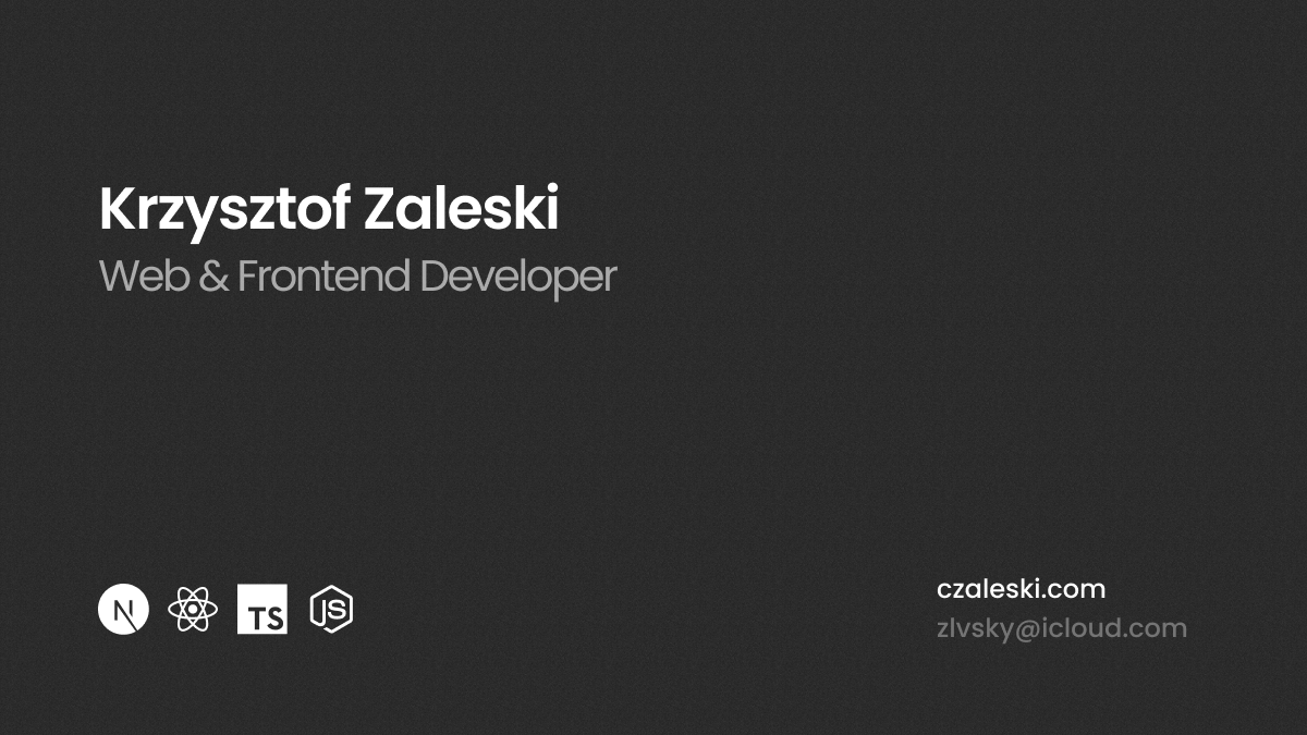Web & Frontend Developer | Krzysztof Zaleski